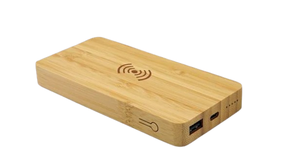 Wangari Aspen Qi- 10000 mAh Bamboo Power Bank with 15W Wireless Charging