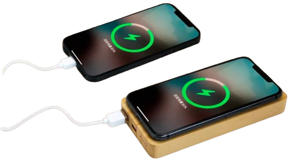 Wangari Aspen Qi- 10000 mAh Bamboo Power Bank with 15W Wireless Charging
